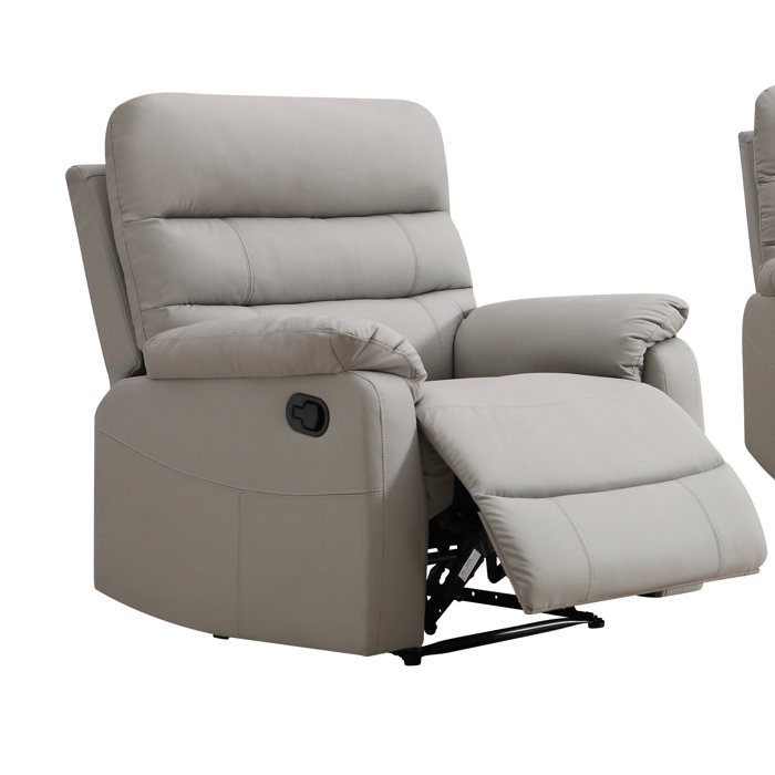 Hokku Designs Rafa 34" Light Gray Scratch-Resistant leather 3-Position1-seater Recliner, 120 ...